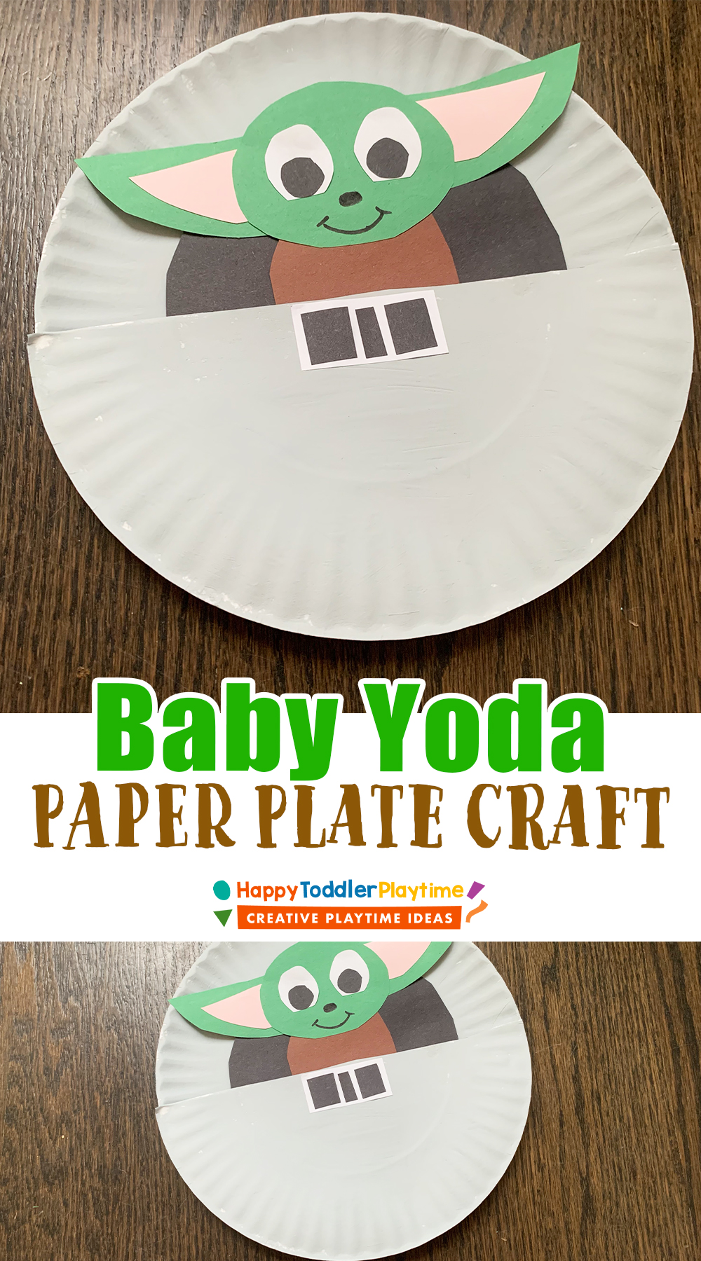 Baby Yoda Paper Plate Craft - Happy Toddler Playtime