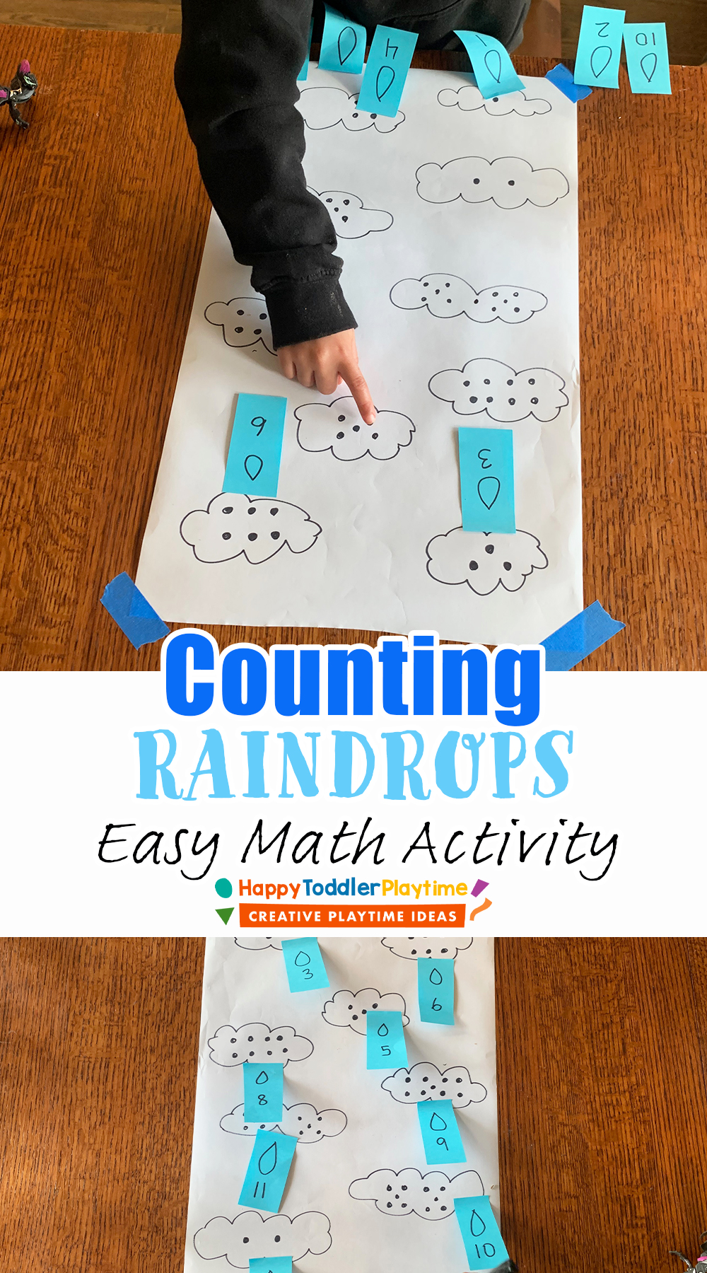 Counting Raindrops: Easy Post-it Math Activity - Happy Toddler Playtime