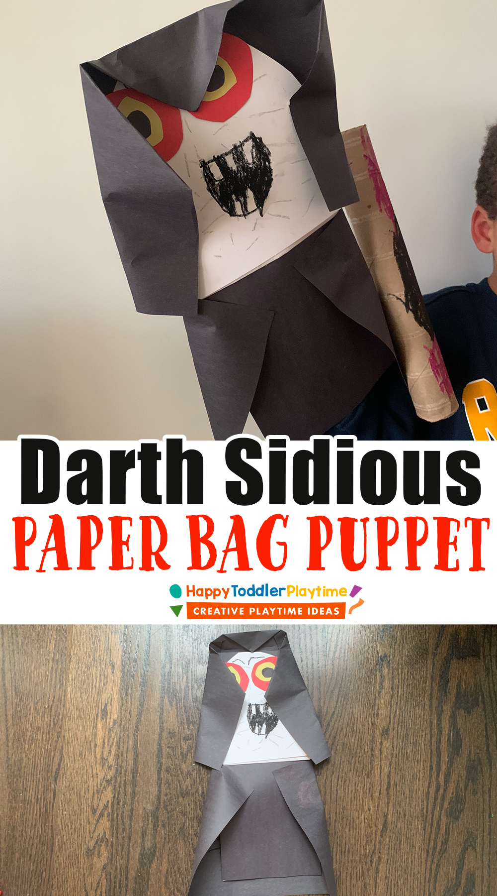 Darth Sidious Paper Bag Puppet Craft - Happy Toddler Playtime
