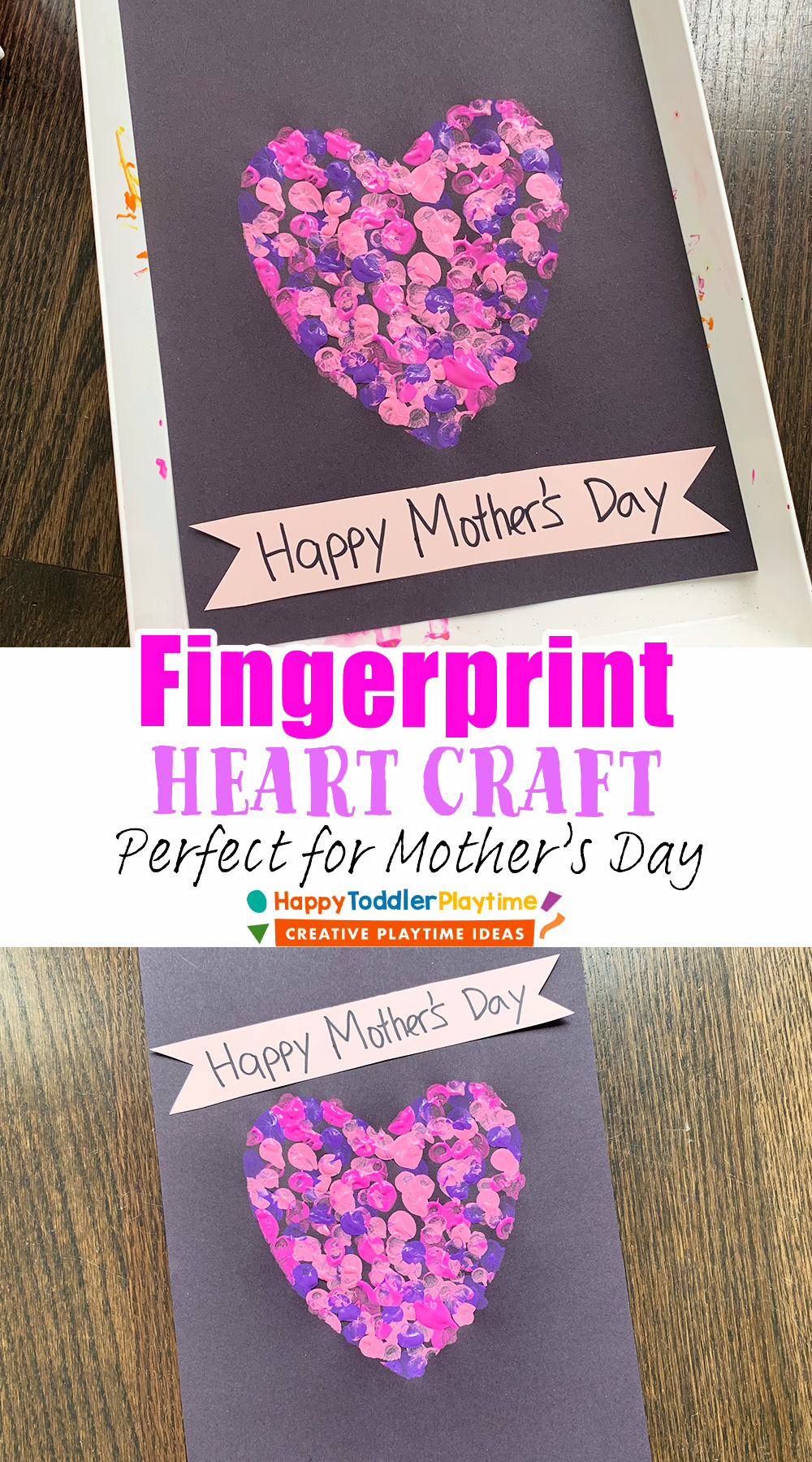 Fingerprint Heart Craft for Mother's Day - Happy Toddler Playtime
