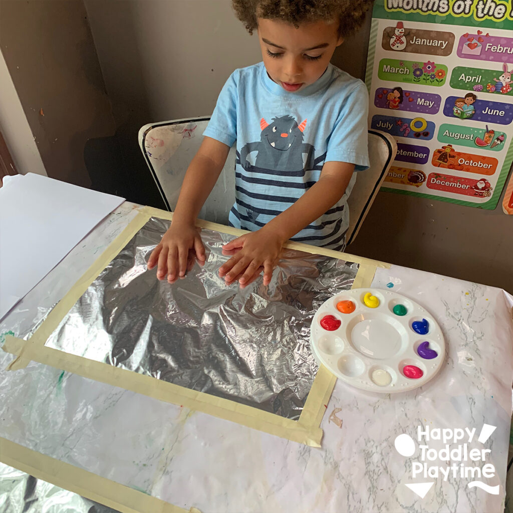 Foil Painting – Easy Process Art Activity for Kids - Happy Toddler Playtime