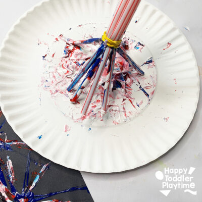 Straw Painted Fireworks for Kids - Happy Toddler Playtime