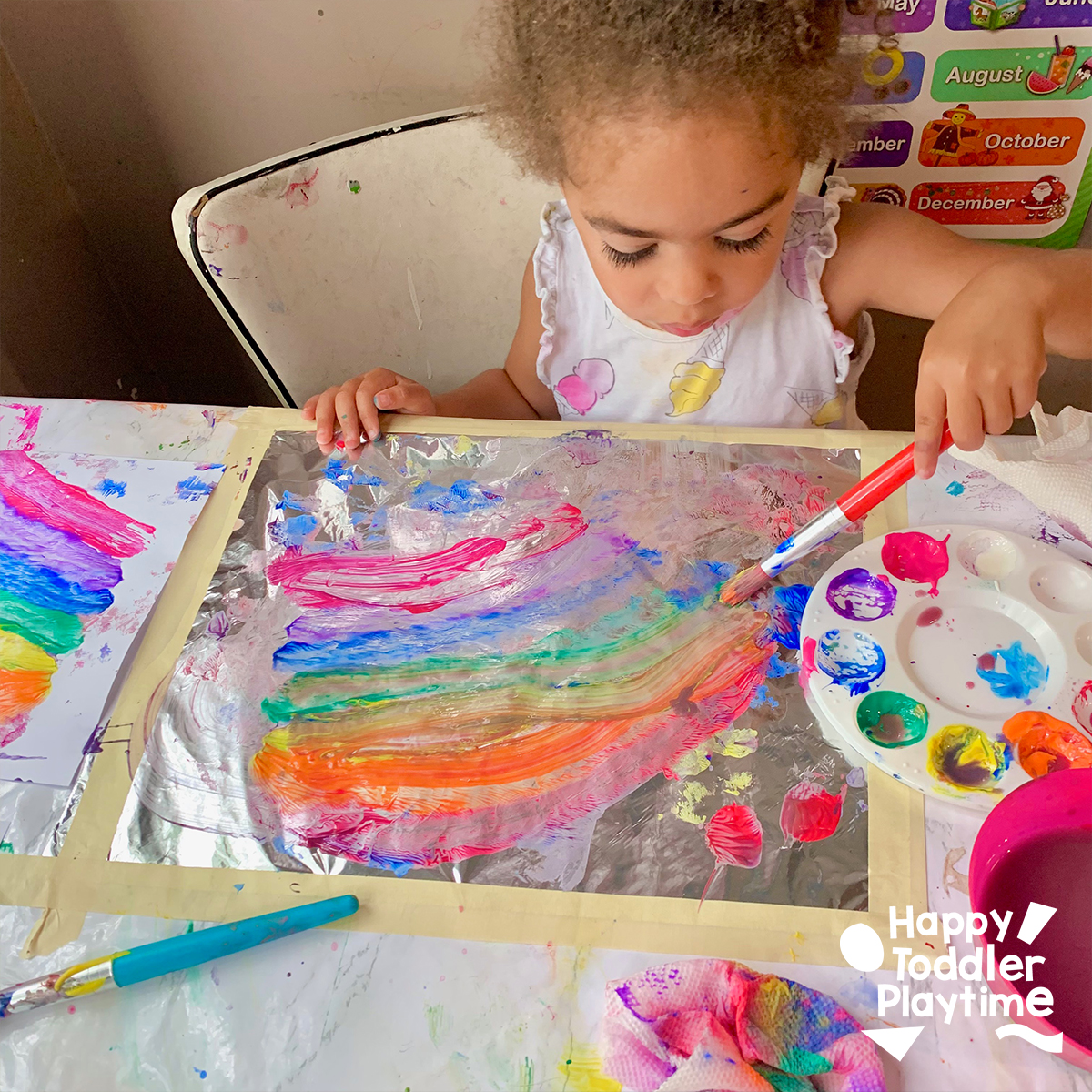 Foil Painting – Easy Process Art Activity for Kids - Happy Toddler Playtime