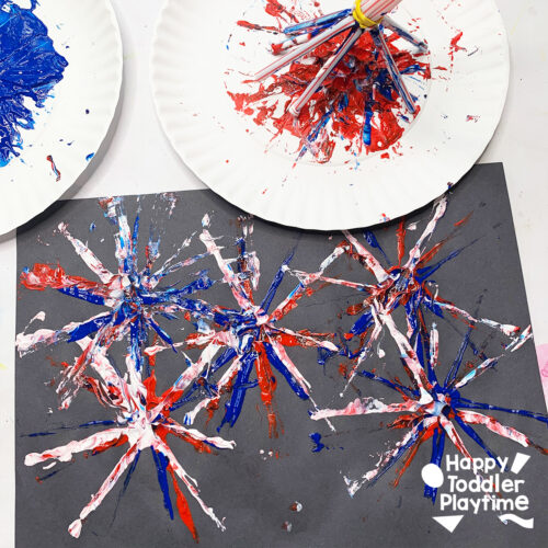 Straw Painted Fireworks for Kids - Happy Toddler Playtime