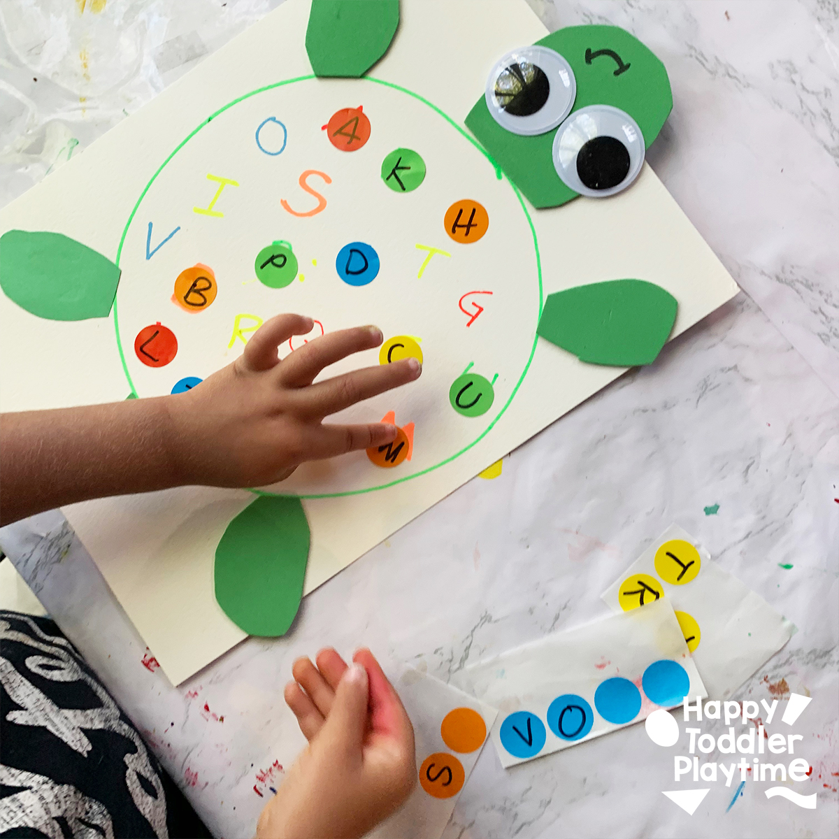 Dot Sticker Turtle: Easy Letter Matching Activity - Happy Toddler Playtime
