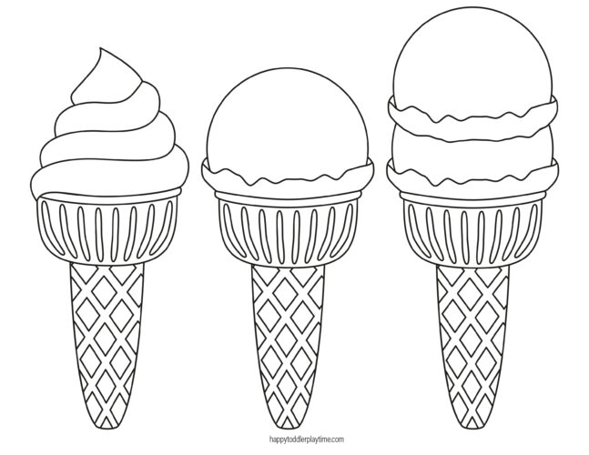 Ice Cream Colouring Pages for Kids - Happy Toddler Playtime