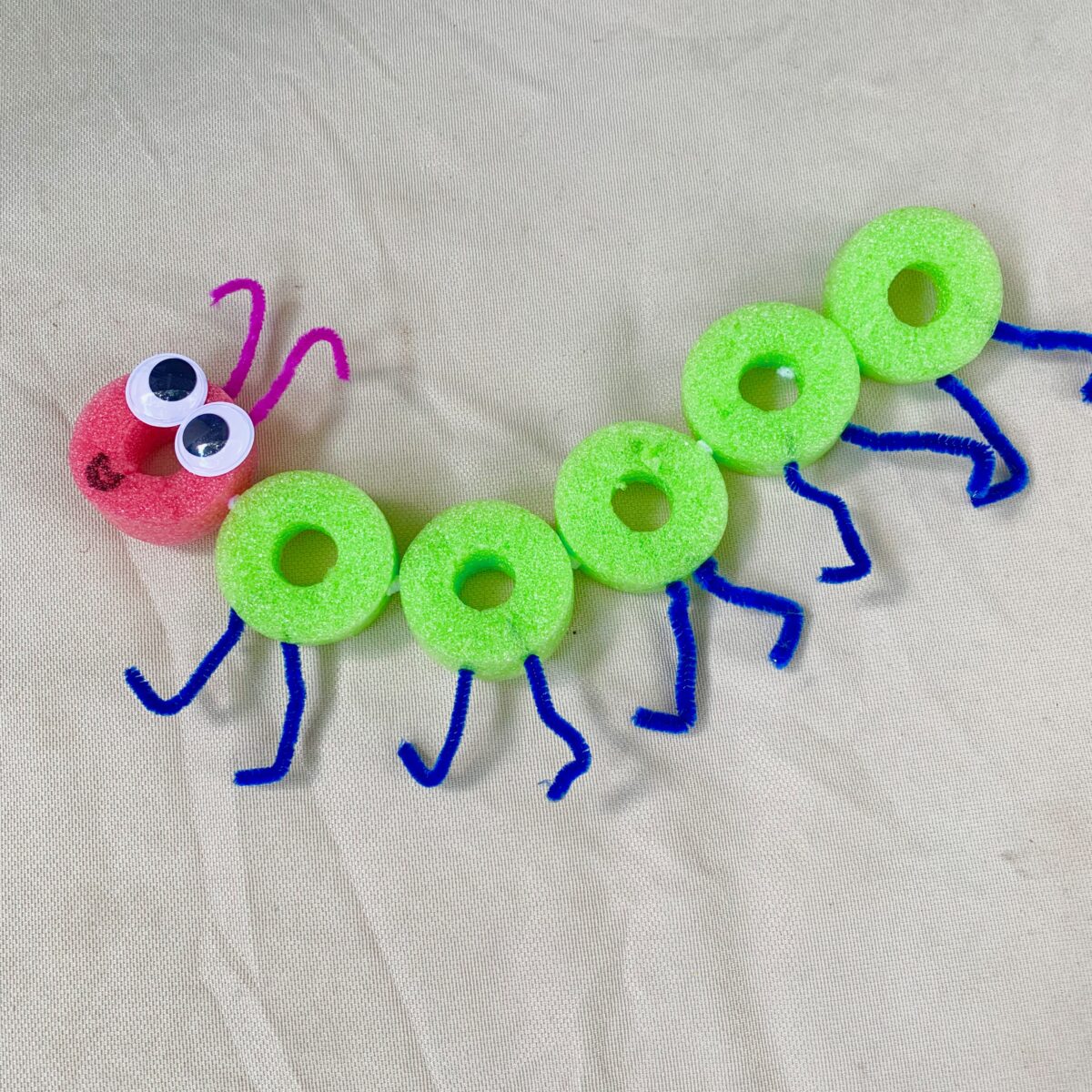Pool Noodle Caterpillar Craft for Kids - Happy Toddler Playtime