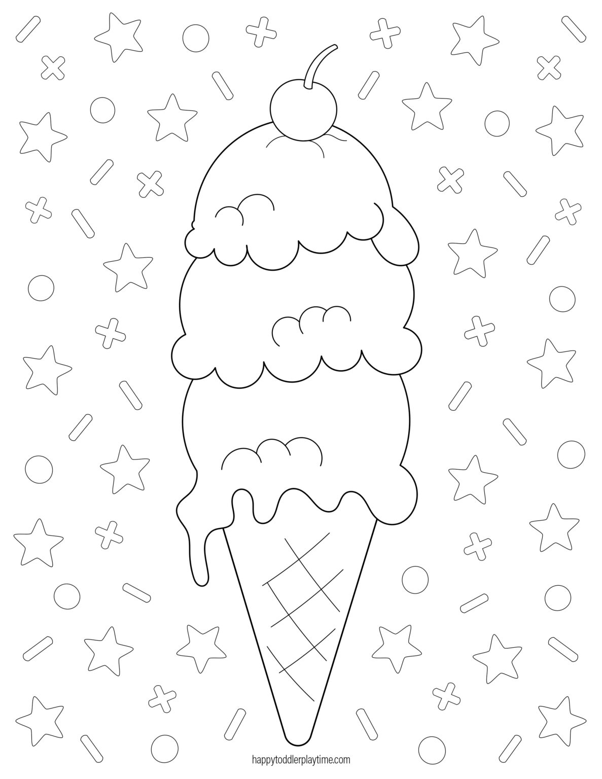 Ice Cream Colouring Pages for Kids - Happy Toddler Playtime