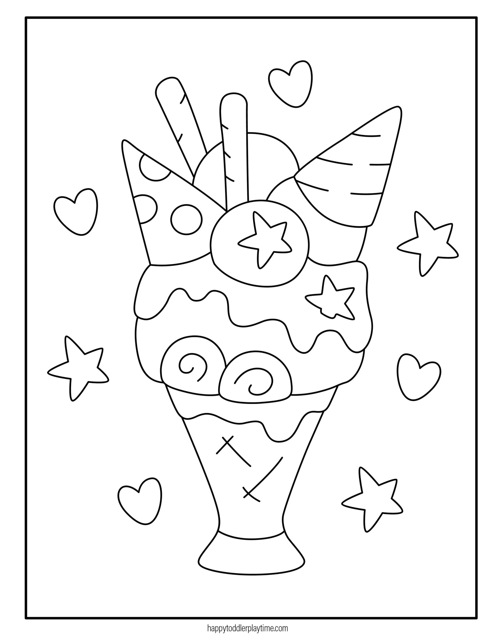 Ice Cream Colouring Pages for Kids - Happy Toddler Playtime