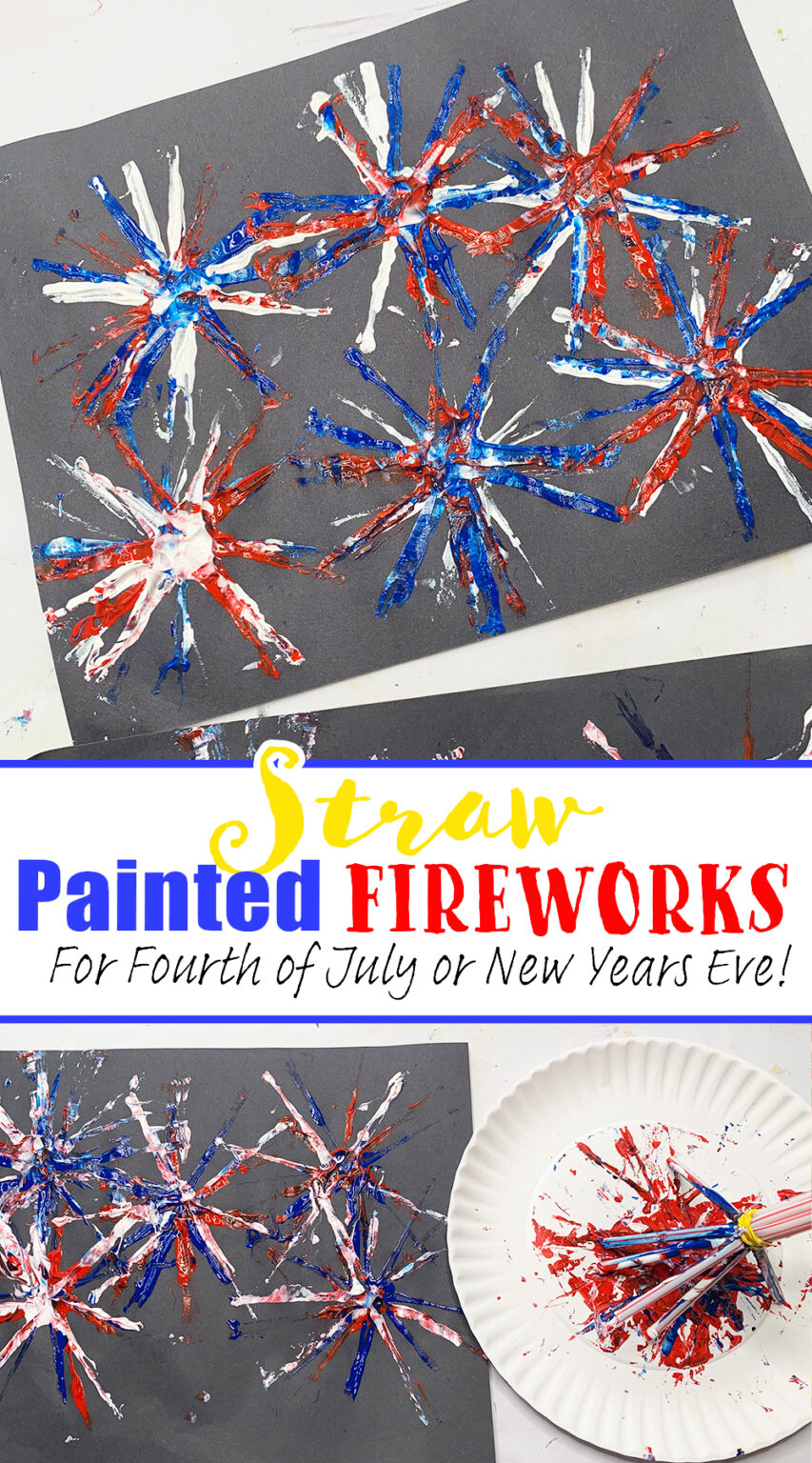 Straw Painted Fireworks for Kids - Happy Toddler Playtime