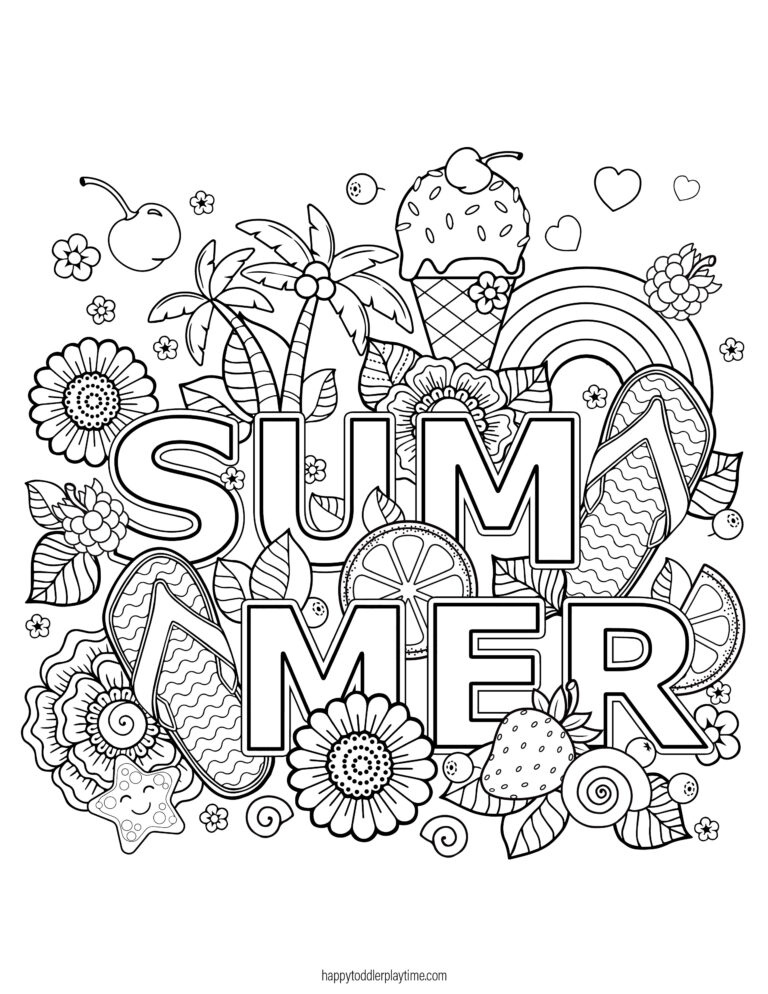 Free Printable Summer Colouring Pages for Kids - Happy Toddler Playtime