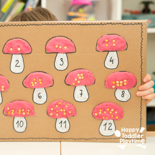 Mushroom Math: Cardboard Counting Board - Happy Toddler Playtime
