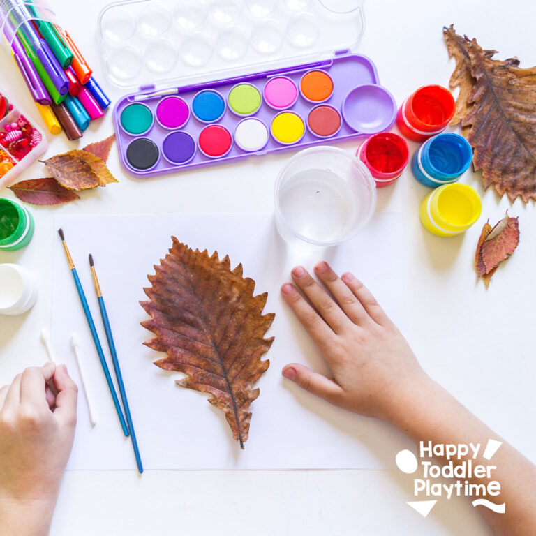 Leaf Painting with Kids - Happy Toddler Playtime