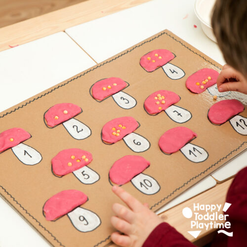 Mushroom Math: Cardboard Counting Board - Happy Toddler Playtime