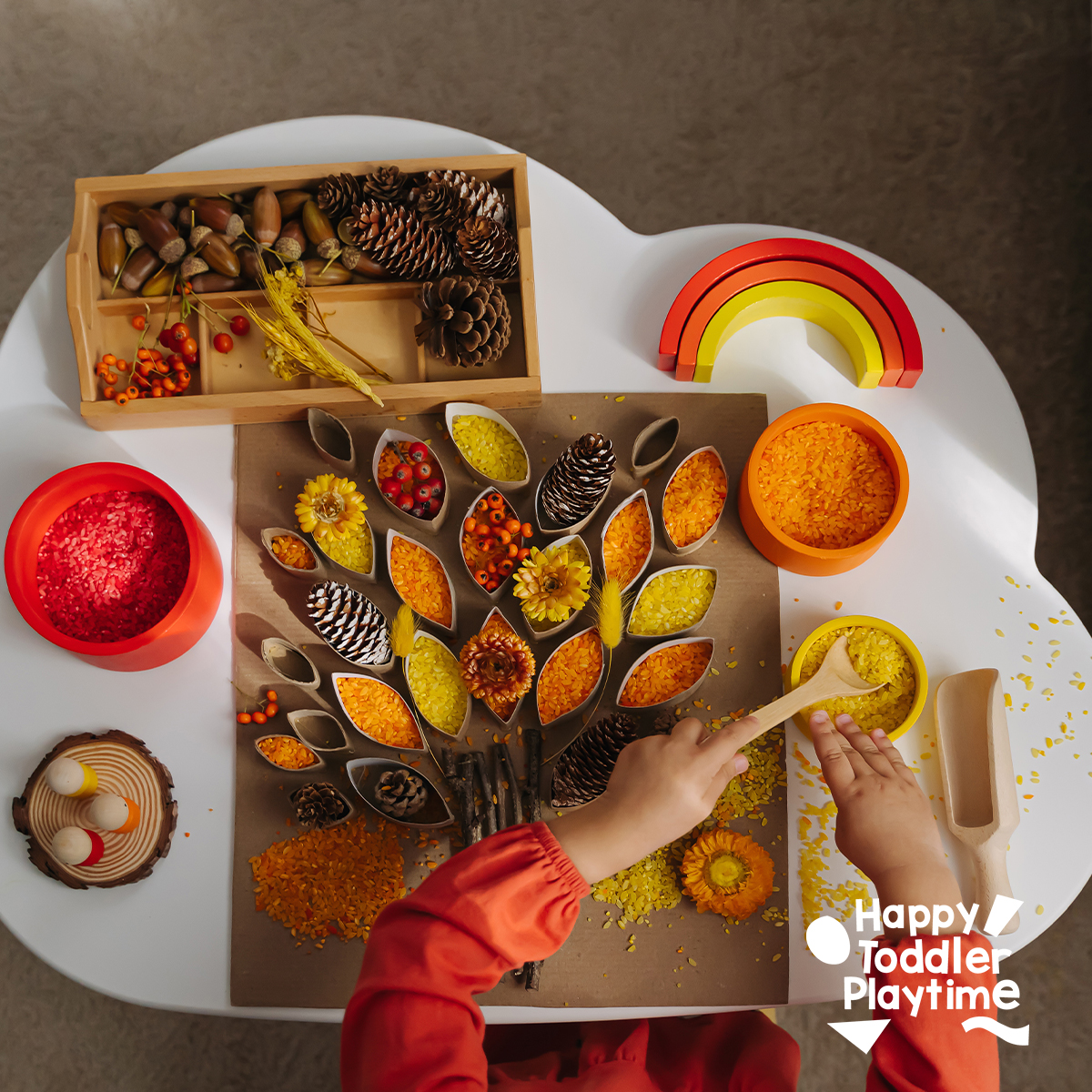 Fall Sensory Tree: A Fun Scoop and Pour Activity - Happy Toddler Playtime