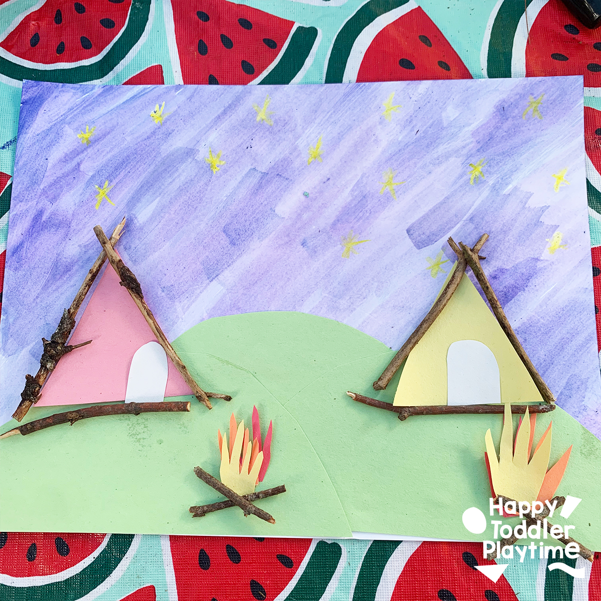 Tents By The Campfire: Easy Camping Craft For Kids - Happy Toddler Playtime