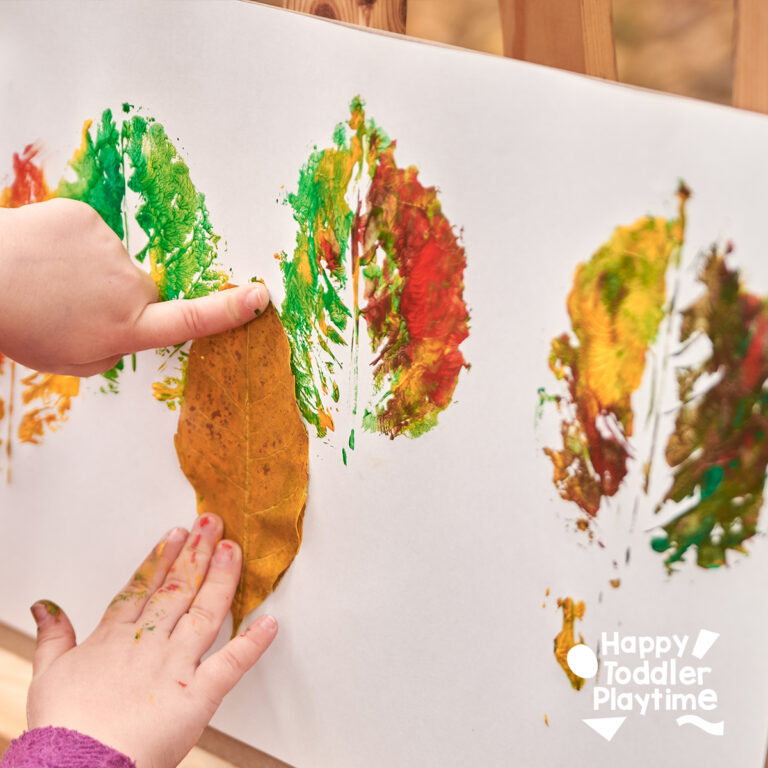 Leaf Painting with Kids - Happy Toddler Playtime