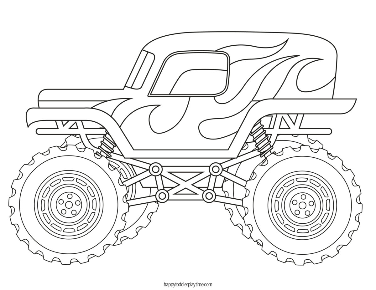 Free Monster Truck Coloring Pages for Kids - Happy Toddler Playtime