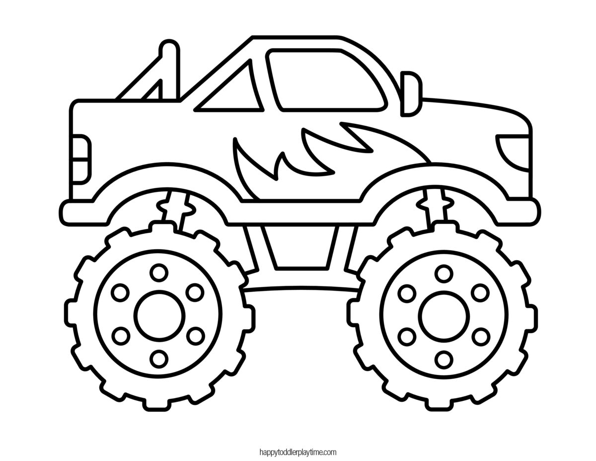 Free Monster Truck Coloring Pages for Kids - Happy Toddler Playtime