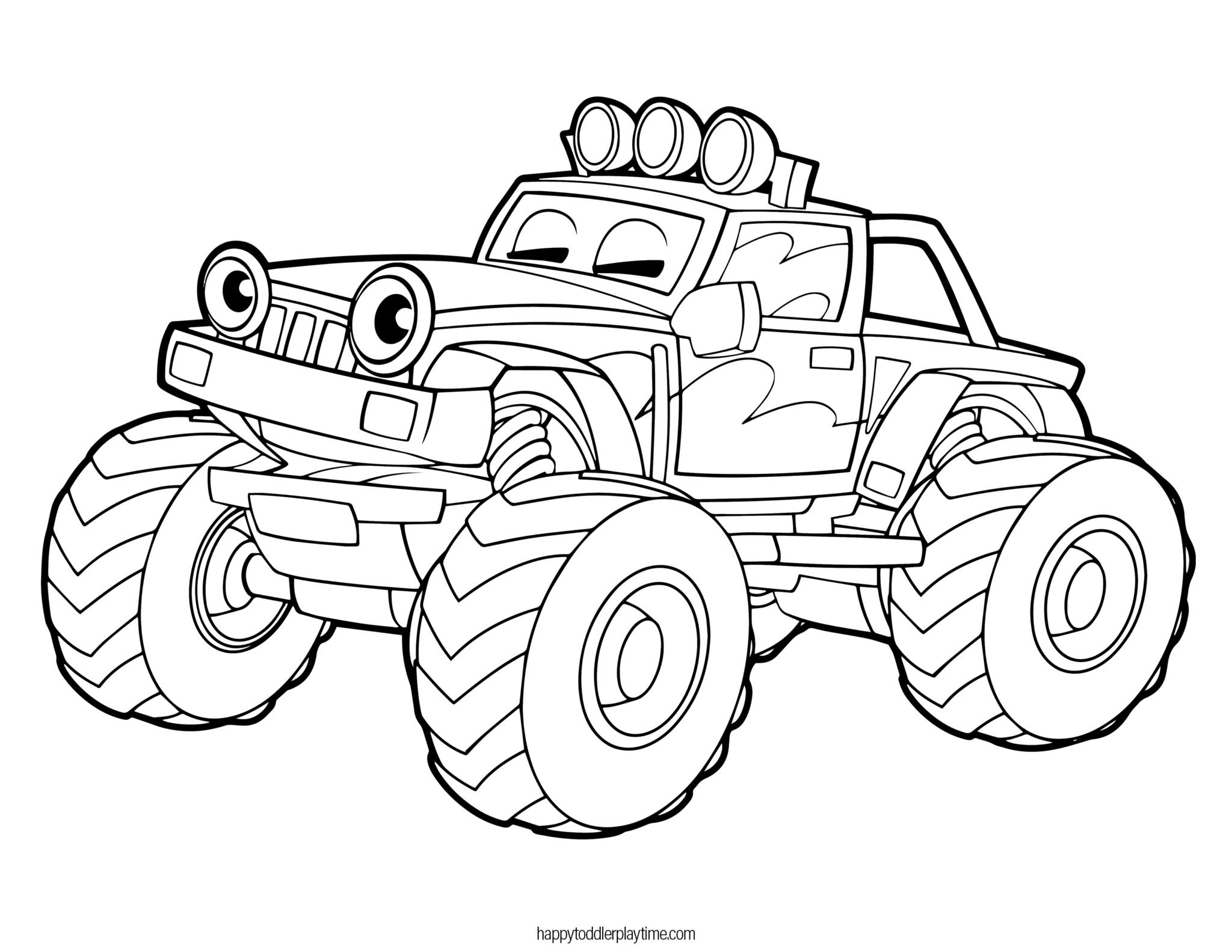 Free Monster Truck Coloring Pages for Kids - Happy Toddler Playtime