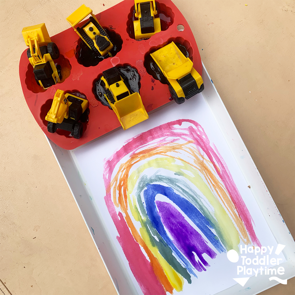 Construction Site Ice Painting - Happy Toddler Playtime