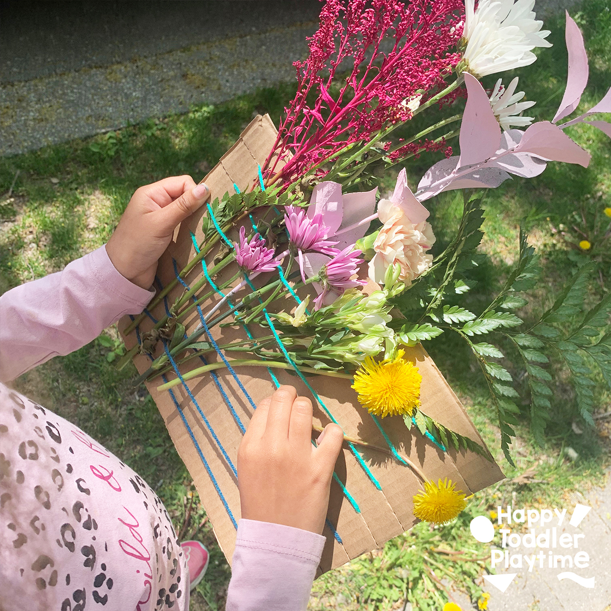 DIY Cardboard Nature Weaving Loom for Kids - Happy Toddler Playtime