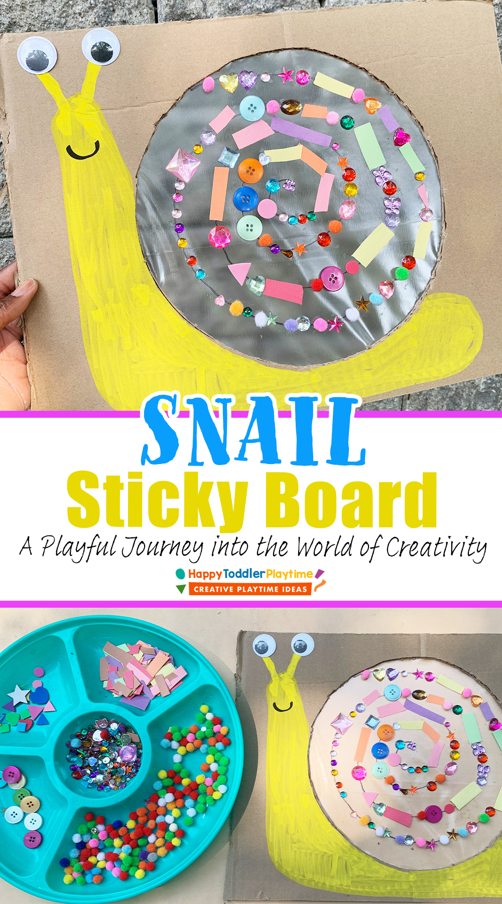 Snail Sticky Board Craft - Happy Toddler Playtime