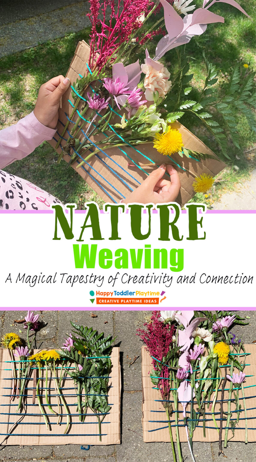 DIY Cardboard Nature Weaving Loom for Kids - Happy Toddler Playtime
