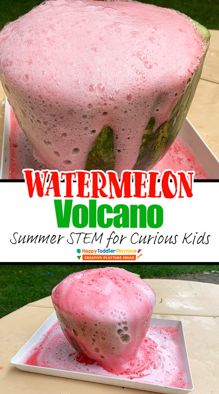 Watermelon Volcano Experiment: Easy Summer STEM - Happy Toddler Playtime