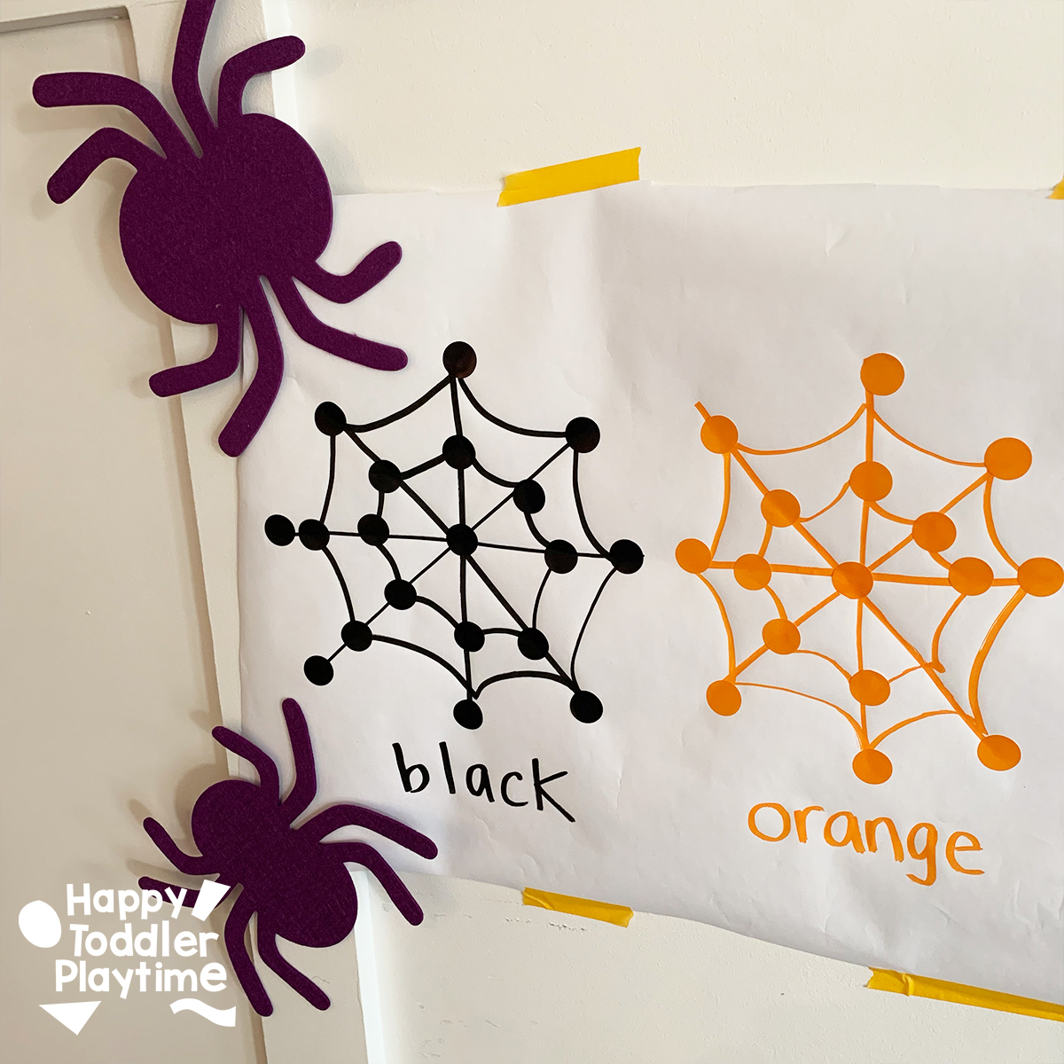 Dot Sticker Spider Webs: Color Sort - Happy Toddler Playtime