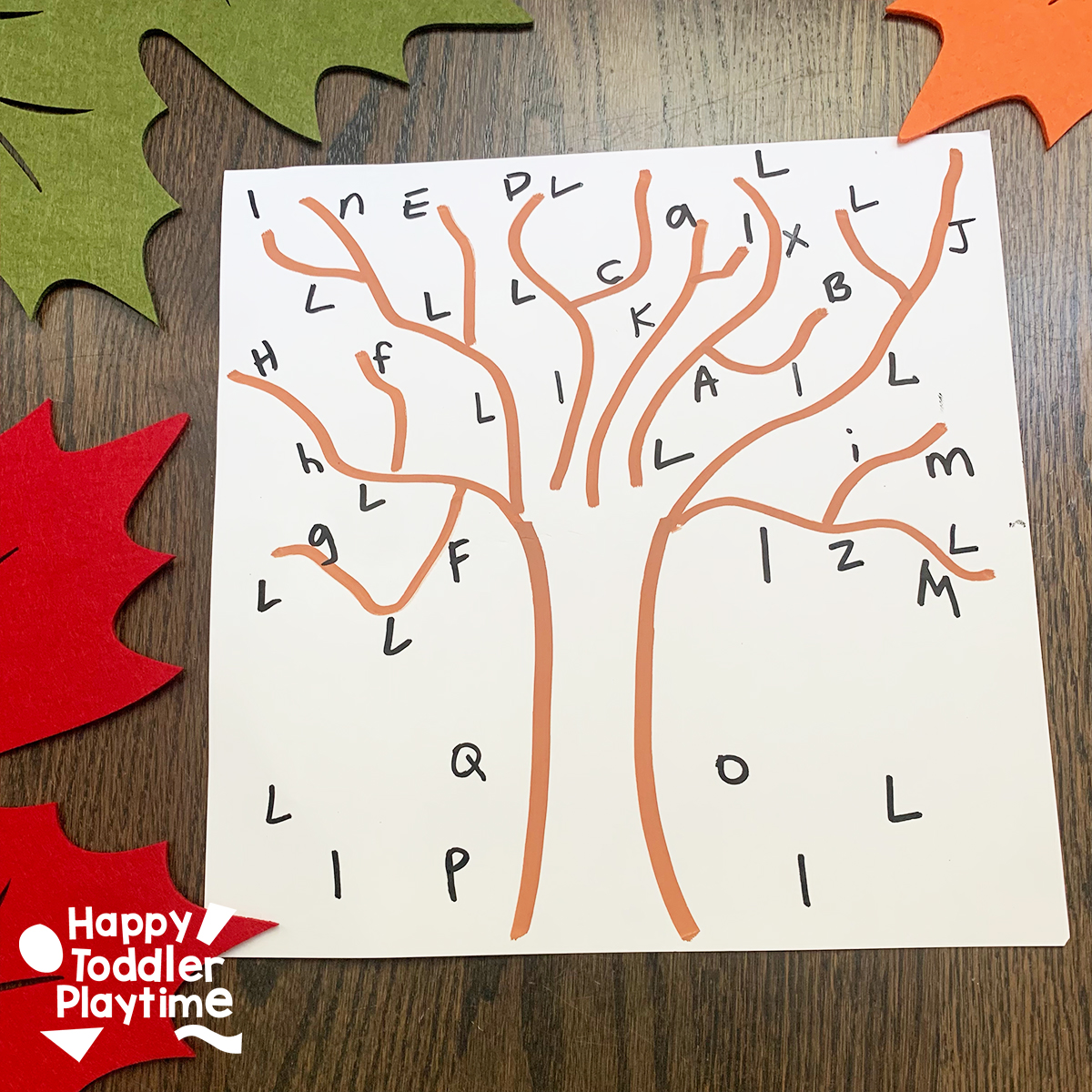 Letter L Leaf Stamping for Kids - Happy Toddler Playtime