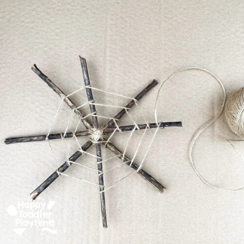 Stick Spider Web Craft - Happy Toddler Playtime