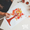 Straw Painted Fall Tree Craft - Happy Toddler Playtime