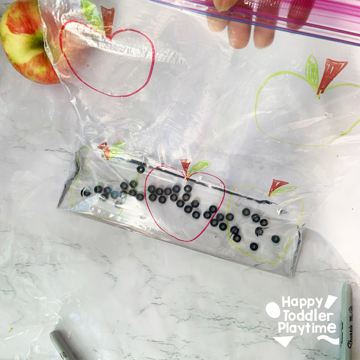 Apple Seed Sensory Bag: Easy Counting Activity - Happy Toddler Playtime
