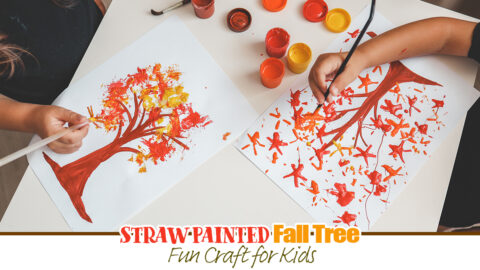 Straw Painted Fall Tree Craft - Happy Toddler Playtime