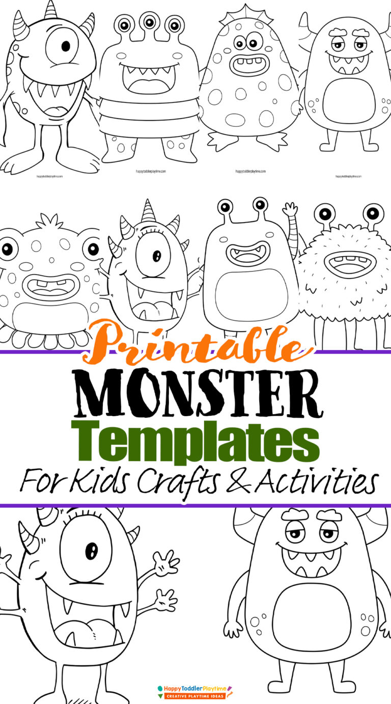 Printable Monster Templates for Kids' Activities and Crafts - Happy ...