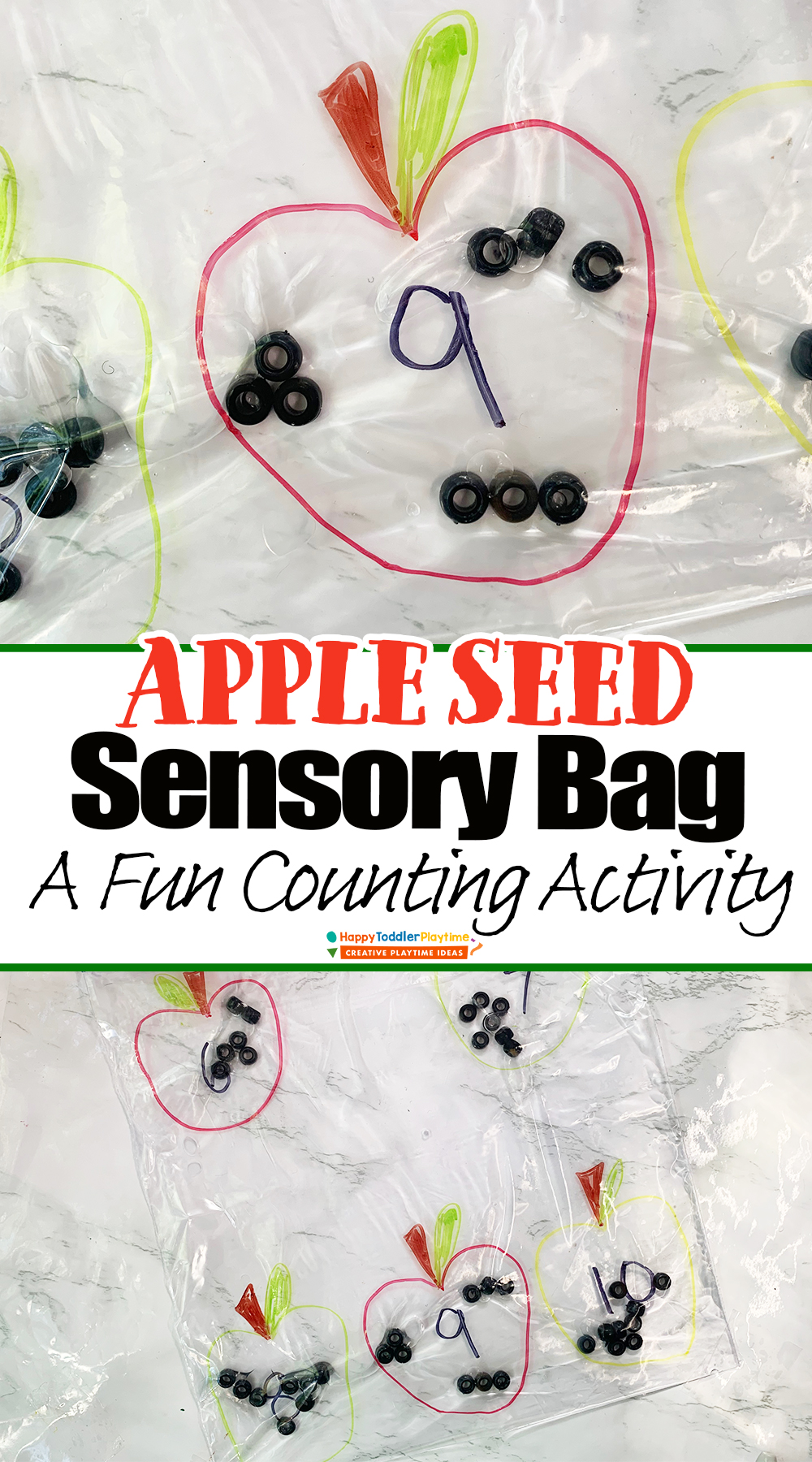 Apple Seed Sensory Bag: Easy Counting Activity - Happy Toddler Playtime