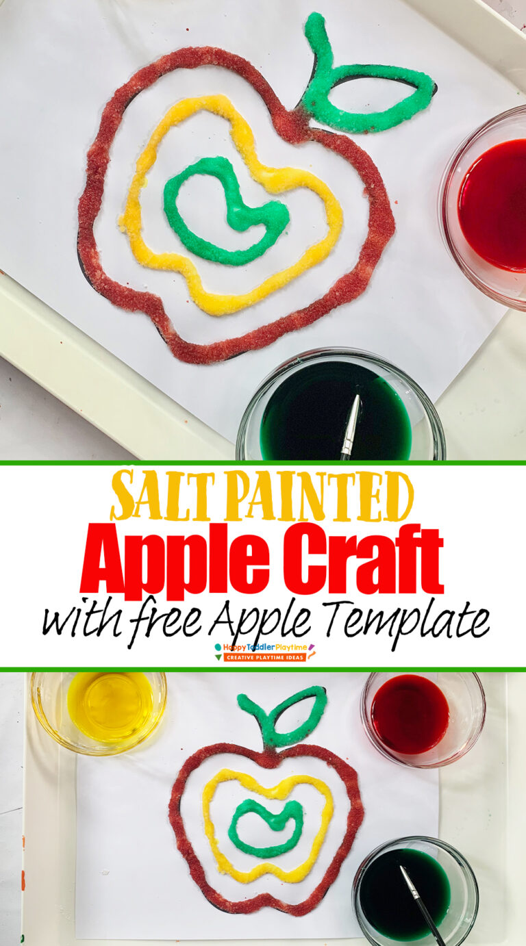 Salt Painted Apple Craft - Happy Toddler Playtime