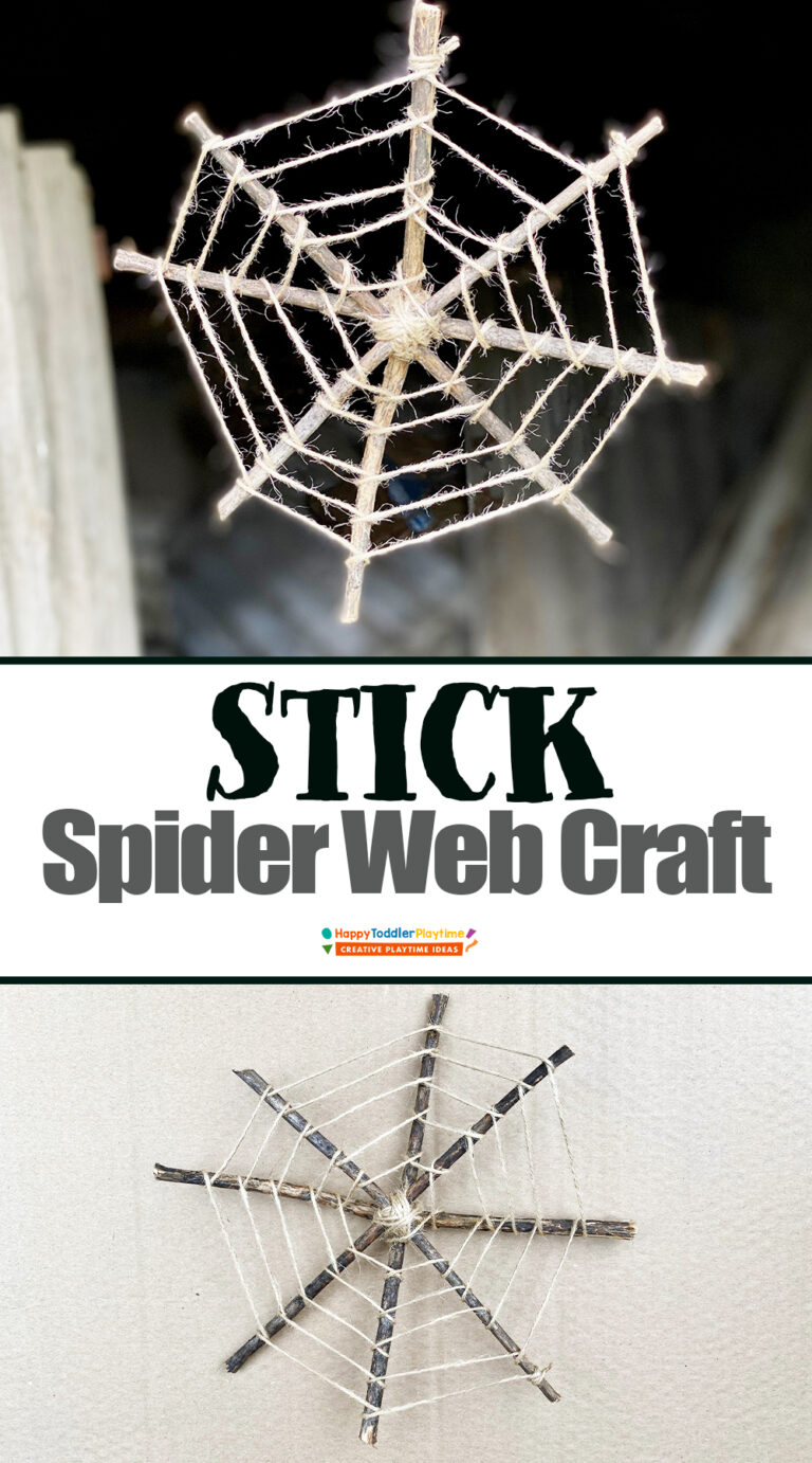 Stick Spider Web Craft - Happy Toddler Playtime