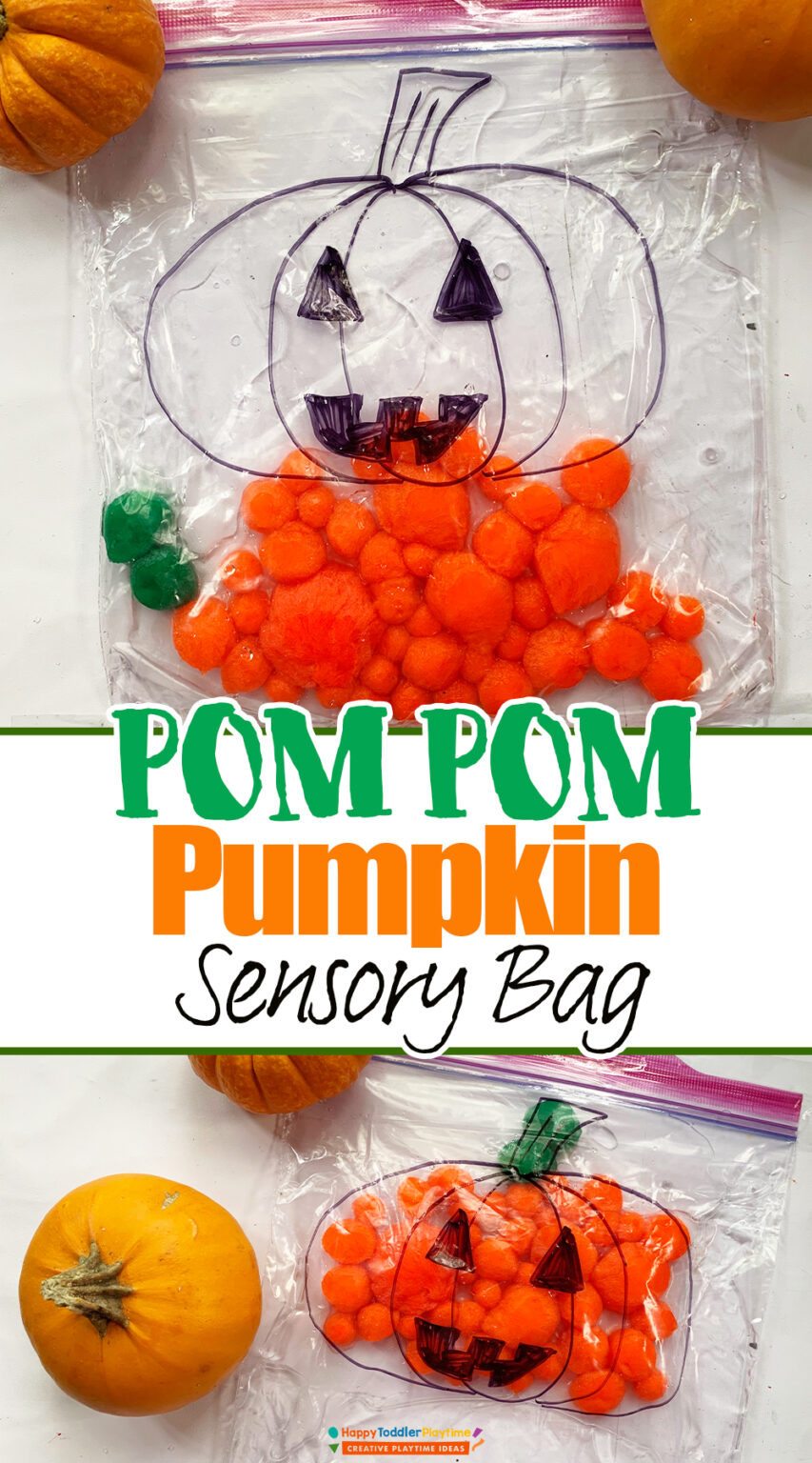 Pom Pom Pumpkin Sensory Bag - Happy Toddler Playtime