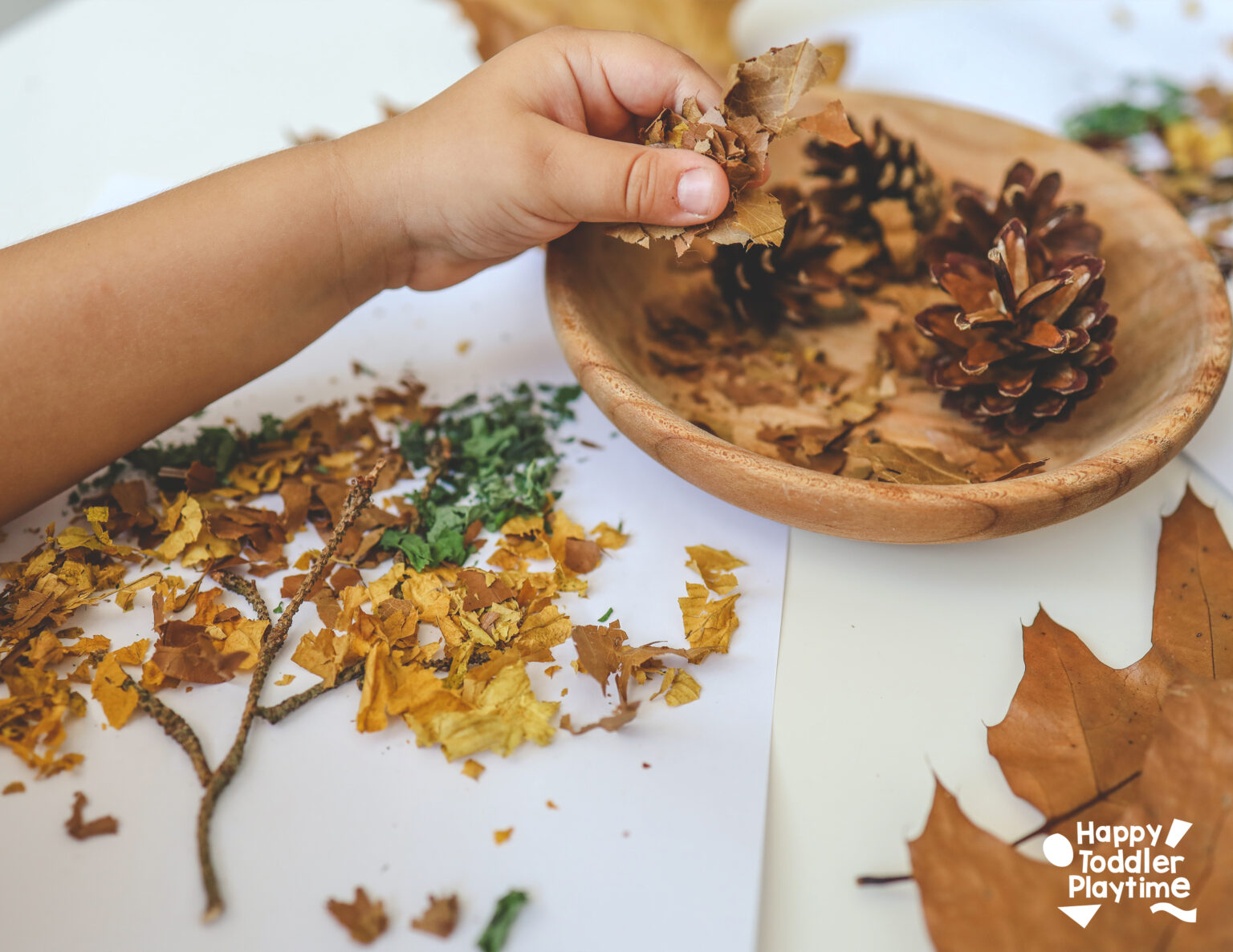 Dry Leaves Fall Tree Craft With Free Tree Template - Happy Toddler Playtime