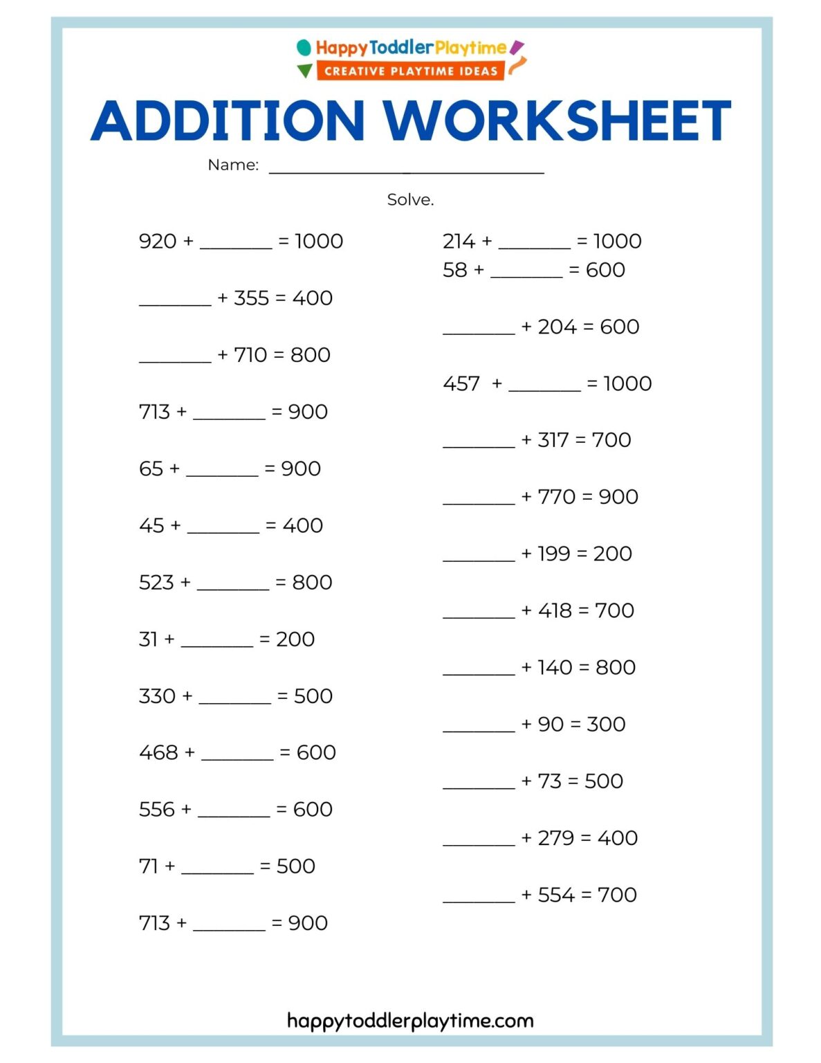 Free Printable Math Worksheets for Grade 4 - Happy Toddler Playtime