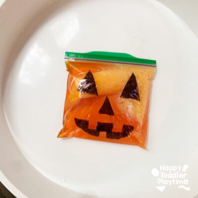 Exploding Pumpkin Baggie Science Experiment - Happy Toddler Playtime