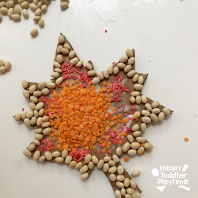 Bean Mosaic Fall Crafts - Happy Toddler Playtime