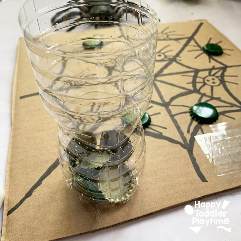 Spider Bottle Cap Counting Board - Happy Toddler Playtime
