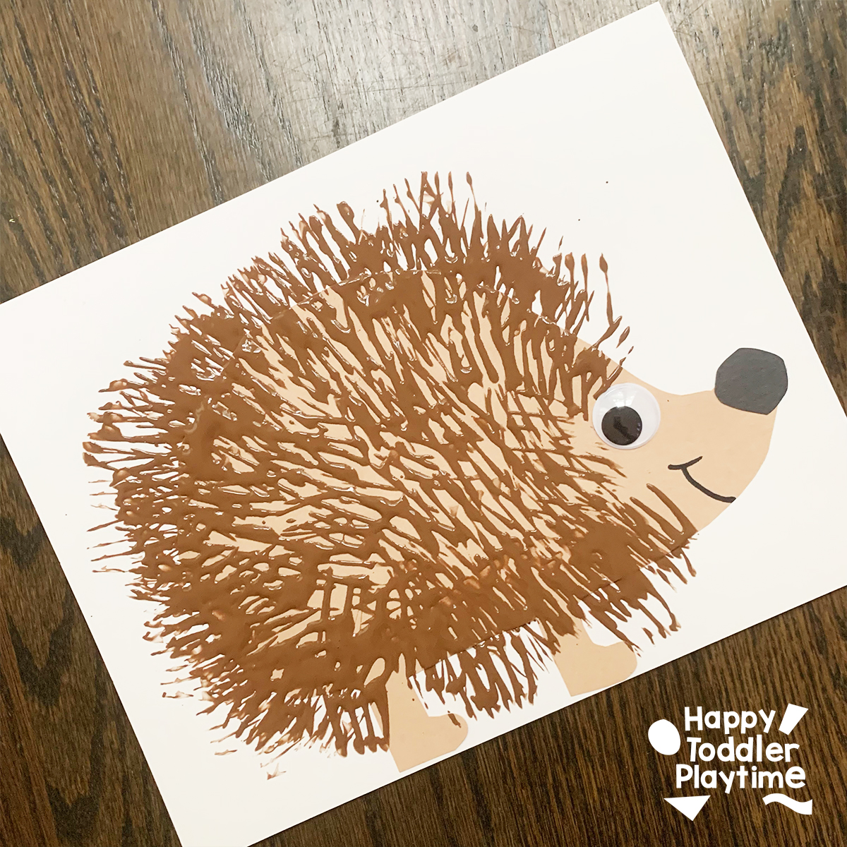 Fork Painted Hedgehog Craft - Happy Toddler Playtime