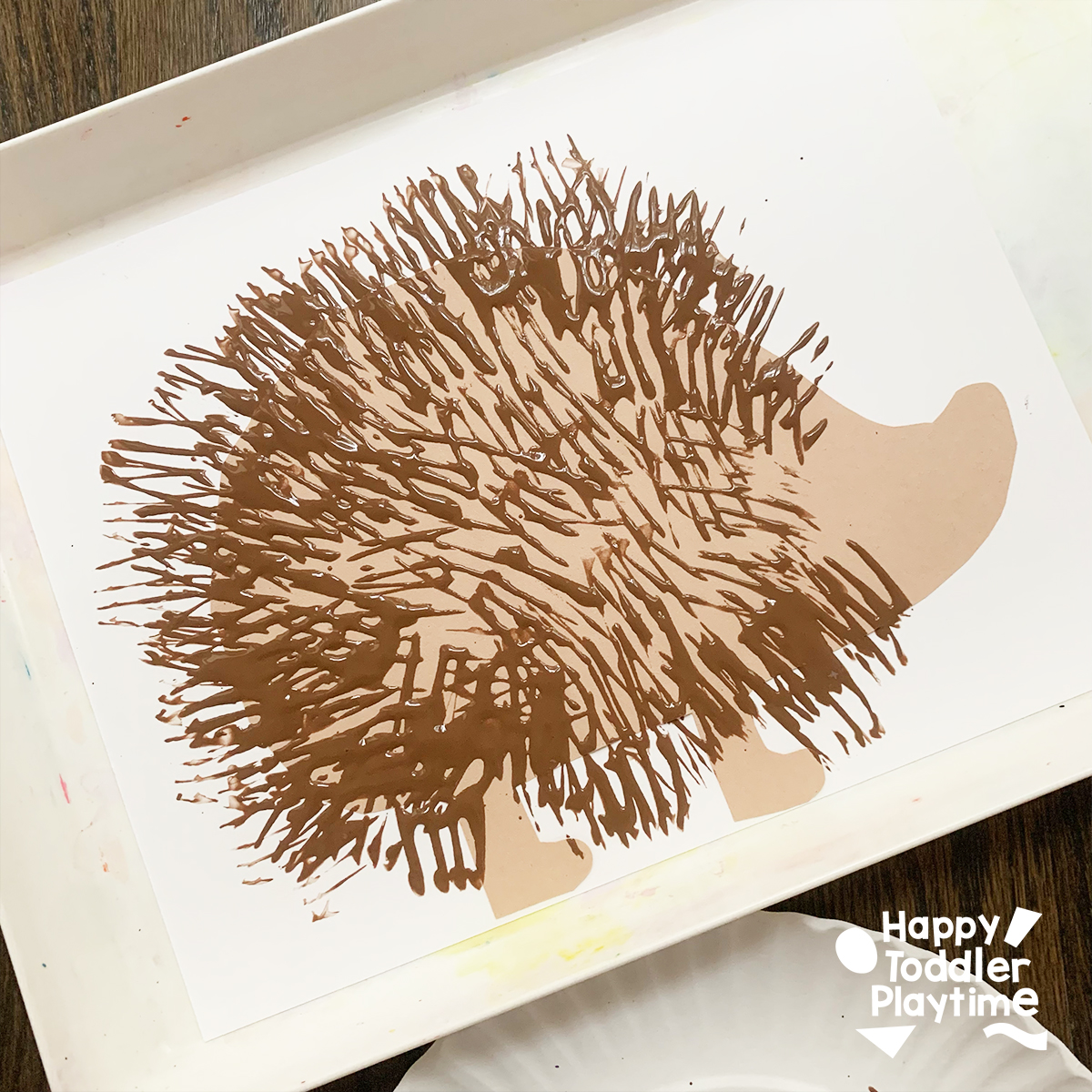 Fork Painted Hedgehog Craft - Happy Toddler Playtime