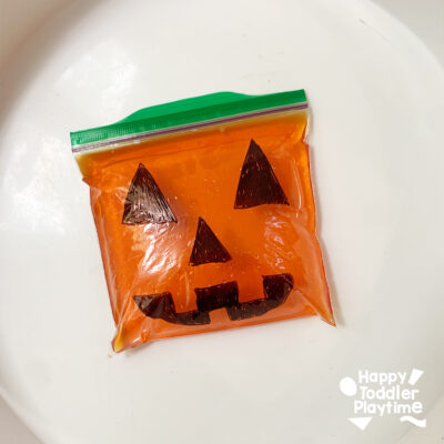 Exploding Pumpkin Baggie Science Experiment - Happy Toddler Playtime