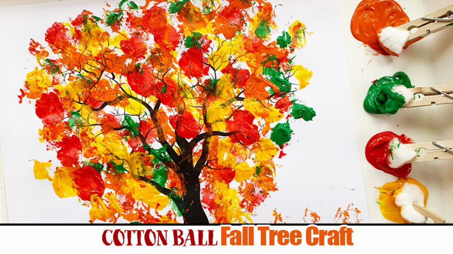 Cotton Ball Fall Tree Craft - Happy Toddler Playtime