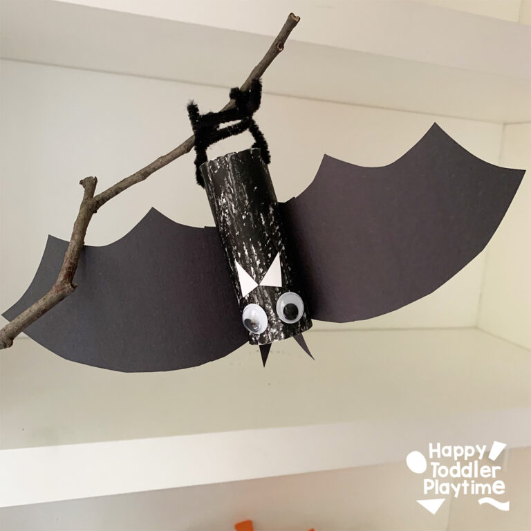 Hanging Toilet Paper Roll Bat Craft for Kids - Happy Toddler Playtime